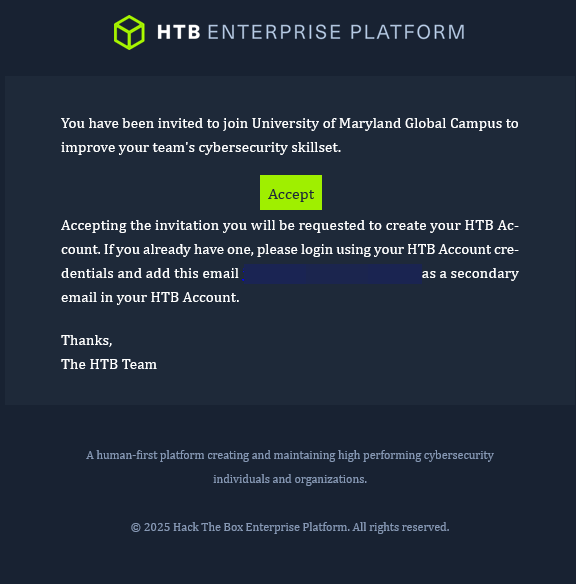 How to Access UMGC's Hack The Box Environment – UMGC Lab Support