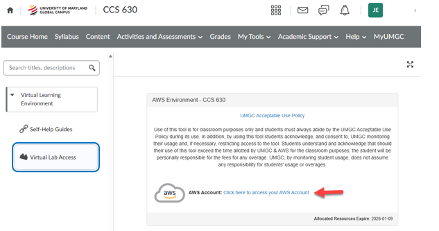 AWS Control Tower Instructions To Access – UMGC Lab Support