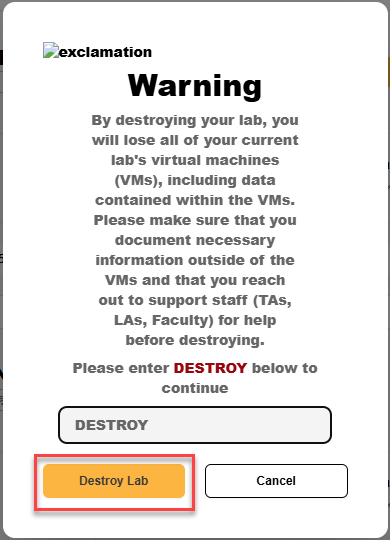 How do I allocate and destroy lab resources? – UMGC Lab Support